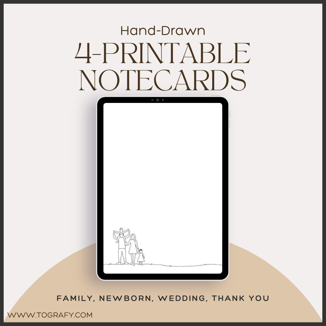 4-Hand-drawn Printable Notecards: All Photographers - Tografy